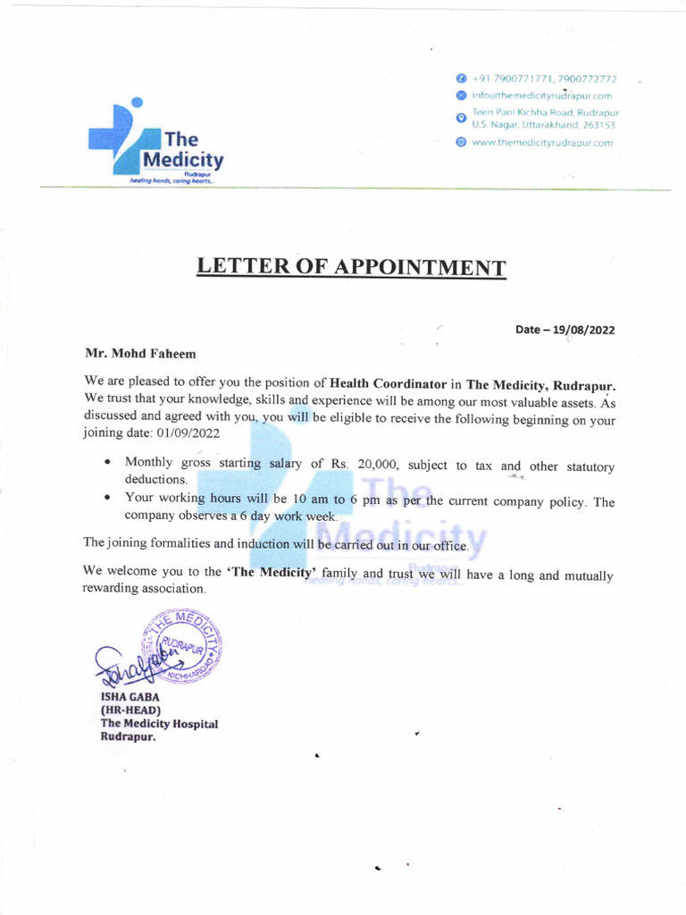 Letter of appointment | PDF