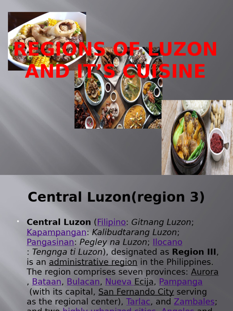 Regions of Luzon and Its Cuisine | PDF | Asian Cuisine | Food And Drink ...
