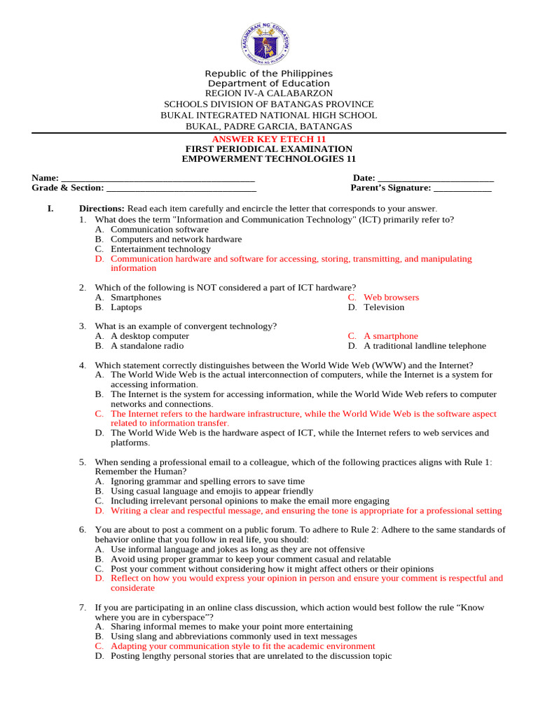 FIRST PERIODICAL EXAM ETECH KEY | PDF | Page Layout | Html