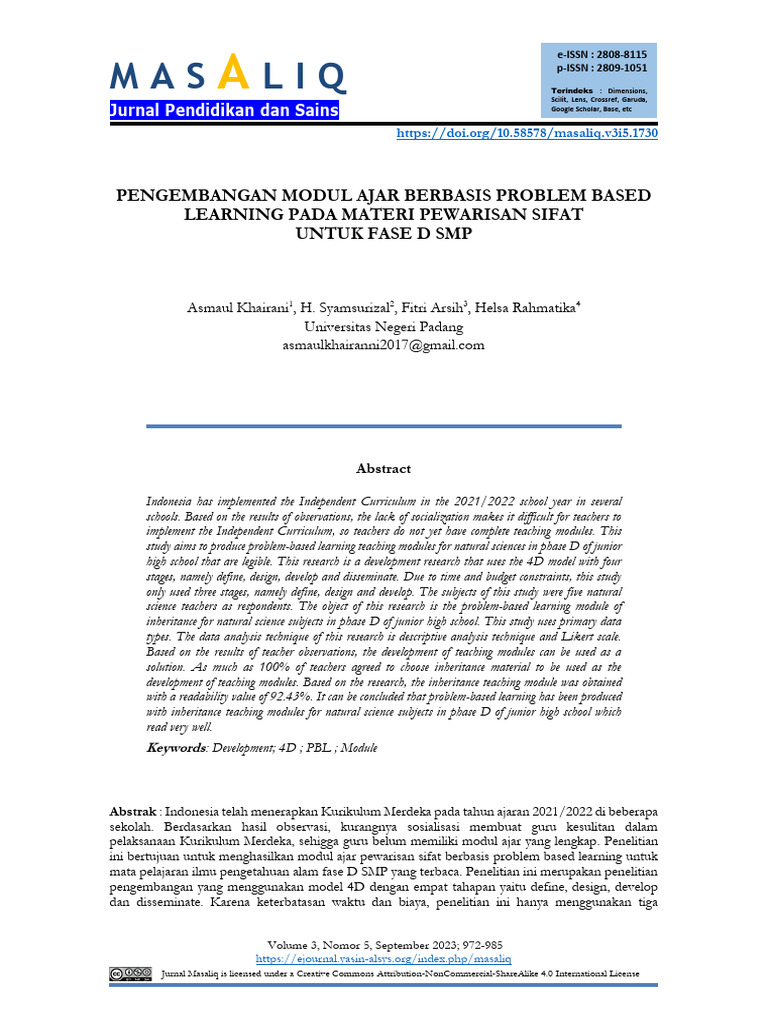 Pengembangan Modul Ajar Berbasis PBL | PDF