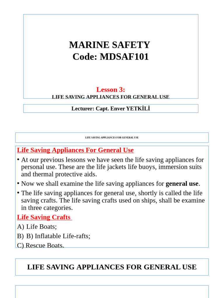 Lifeboats: Essential Marine Safety Equipment | PDF | Shipping | Watercraft