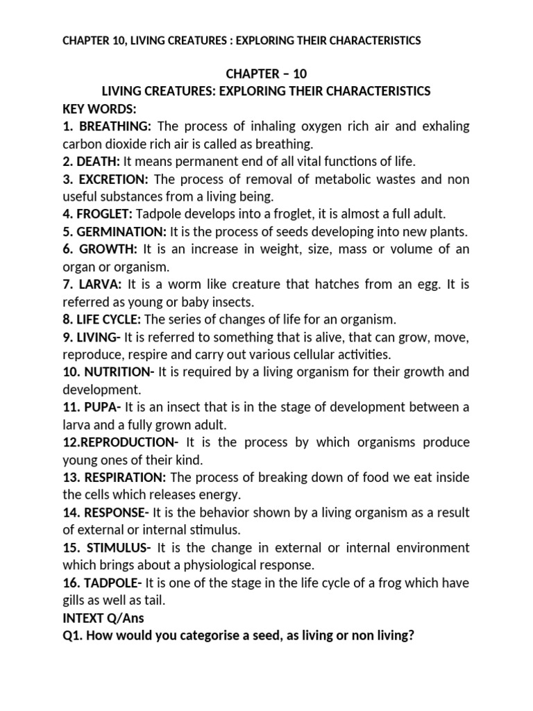 Living Creatures: Key Characteristics | PDF | Root | Seed
