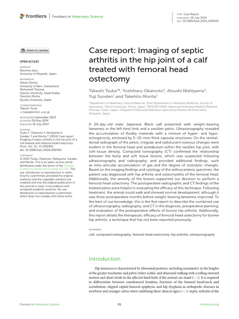 Case Report Imaging of Septic Arthritis in The Hip Joint of A Calf ...