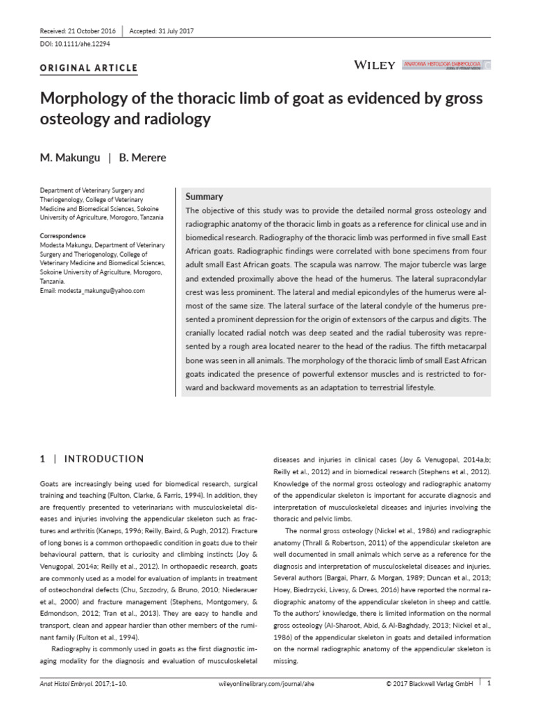 Morphology of the thoracic limb of goat as evidenced by gross | PDF ...
