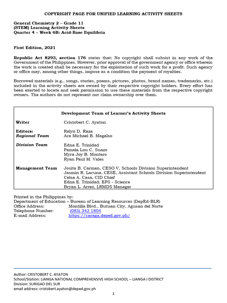 GC2 Q4 Week 6b Acid Base Equilibria | PDF | Buffer Solution | Acid