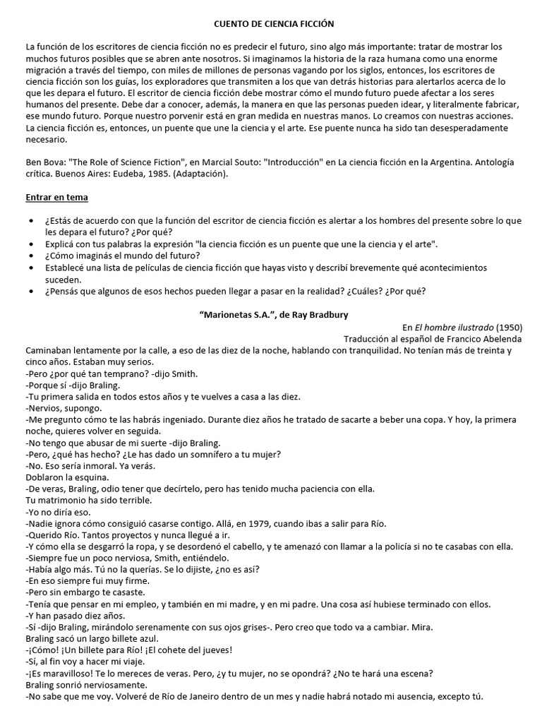 Cuento de Ciencia Ficci-N | PDF | Ciencia ficción