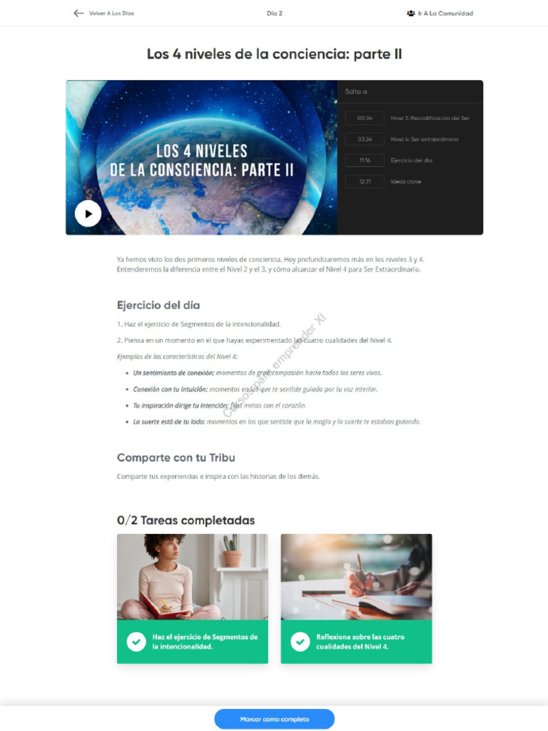 0.captura de Pantalla Día 2 - Los 4 Niveles de La Conciencia - Parte II - Platform - Mindvalley ...