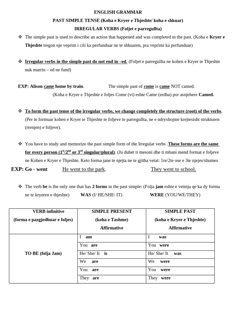1 irregular-verbs | PDF | Syntax | Grammar