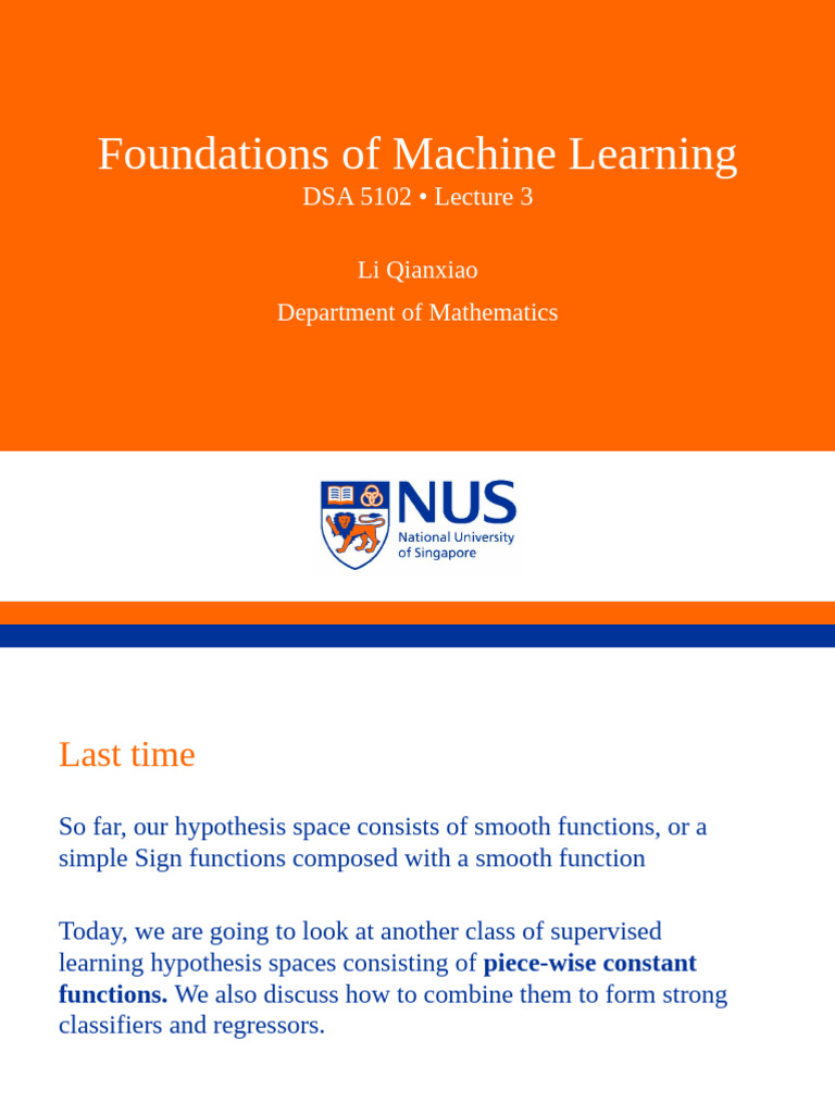 DSA5102_lecture3 | PDF | Cross Validation (Statistics) | Machine Learning