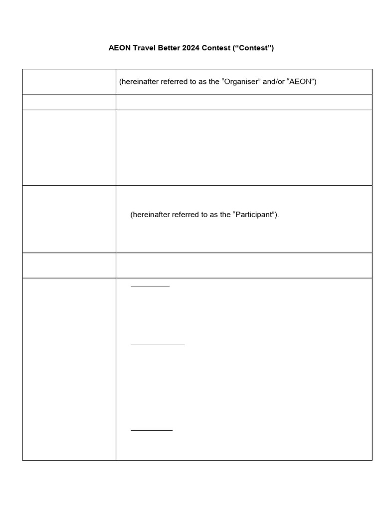 AEON Travel Better Contest TC - FINAL | PDF | Legal Liability | Indemnity