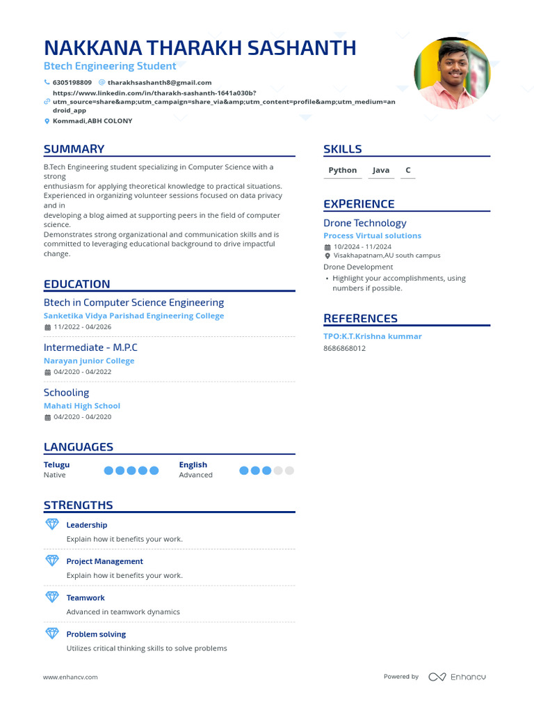 Nakkana Tharakh Sashanth Resume | PDF | Cognition