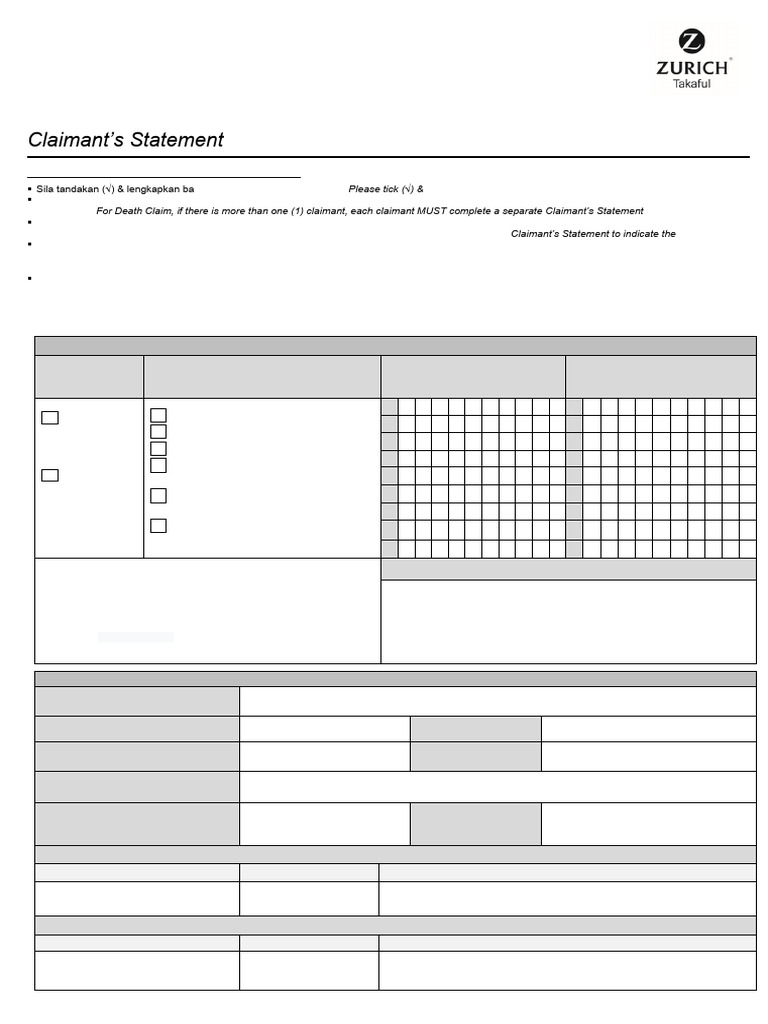 ZTMB Claimants Statement Form | PDF