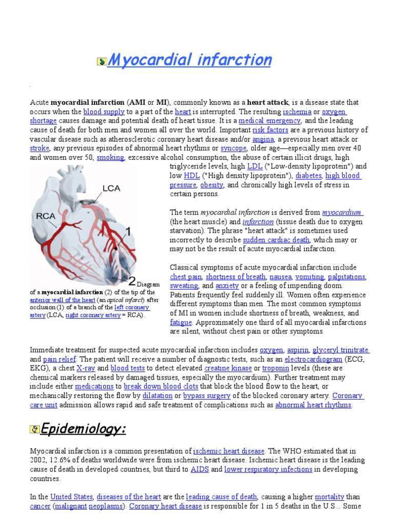 Overview of Myocardial Infarction | PDF