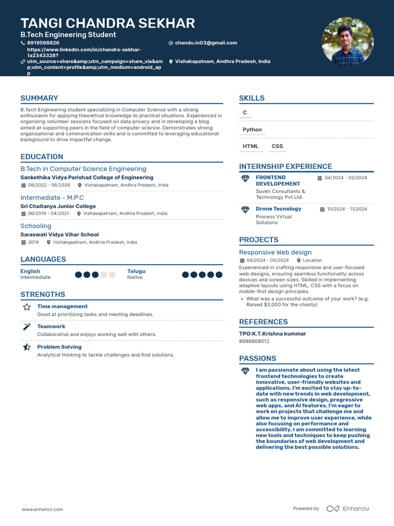 Tangi Chandra Sekhar Resume | PDF | Web Development | Web Design