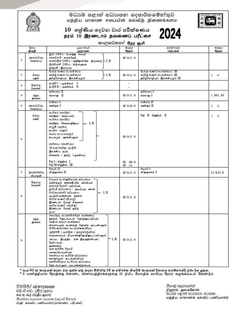 Timetable 10 11 EXAM 2024 2nd Term | PDF