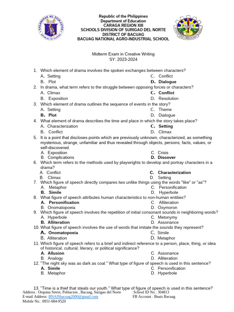 Creative Writing Midterm Exam | PDF | Poetry | Metre (Poetry)