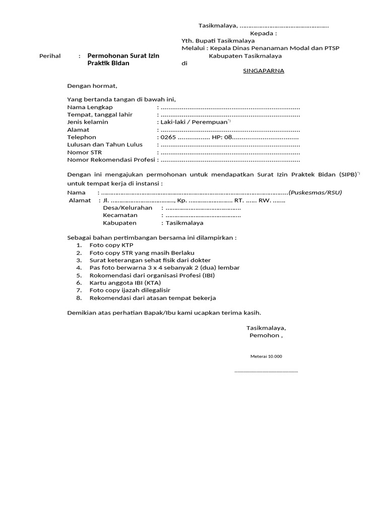 Form Persyaratan SIPB Intansi | PDF