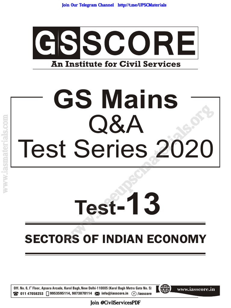 Gs Score Mains 2020 Test 13 | PDF | Airlines | Foreign Direct Investment