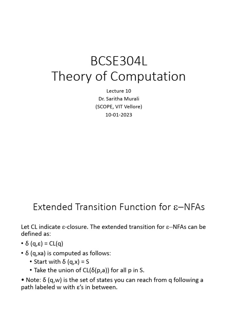 WINSEM2022-23 BCSE304L TH VL2022230502937 Reference Material I 09-01-2023 Lecture10 FSA | PDF ...