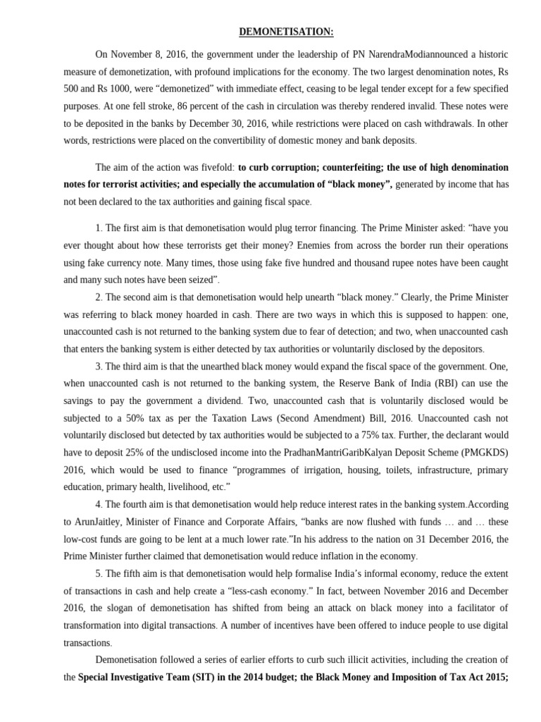 Demonetisation and GST | PDF | Indian Black Money | Money