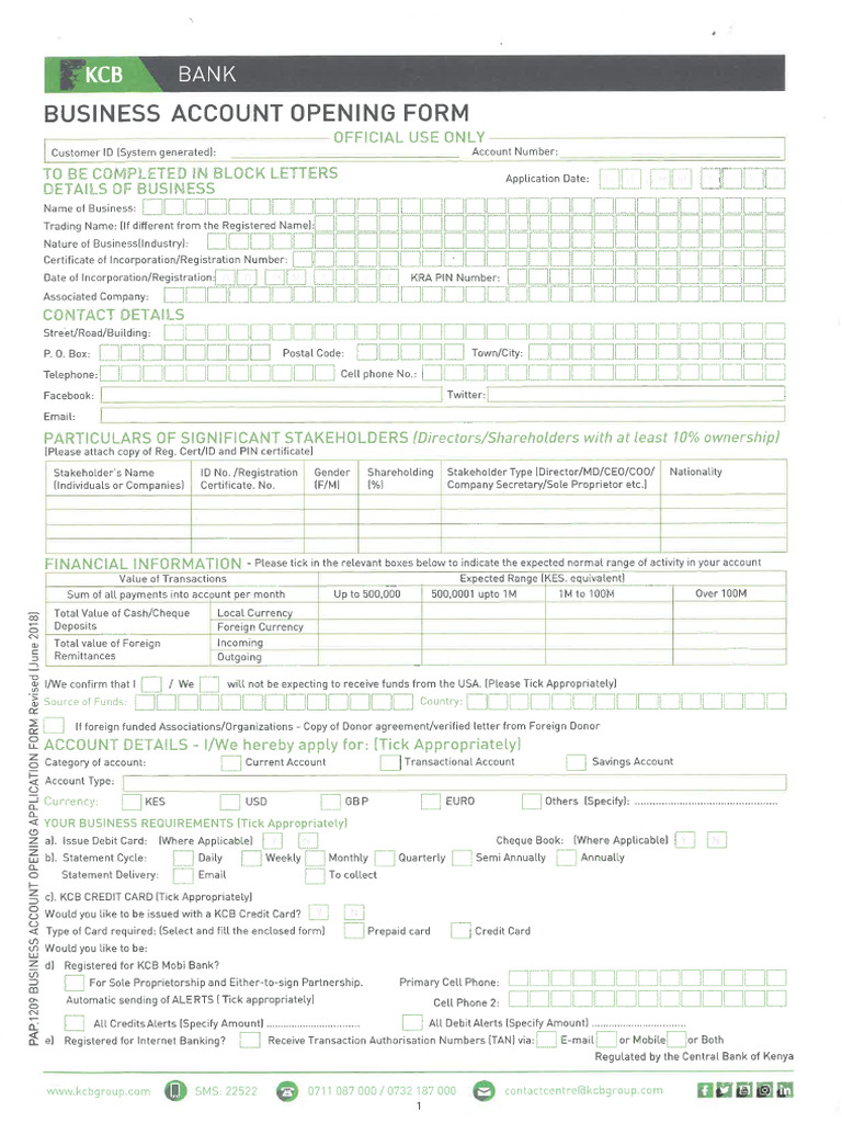 Business Account Opening Form | PDF