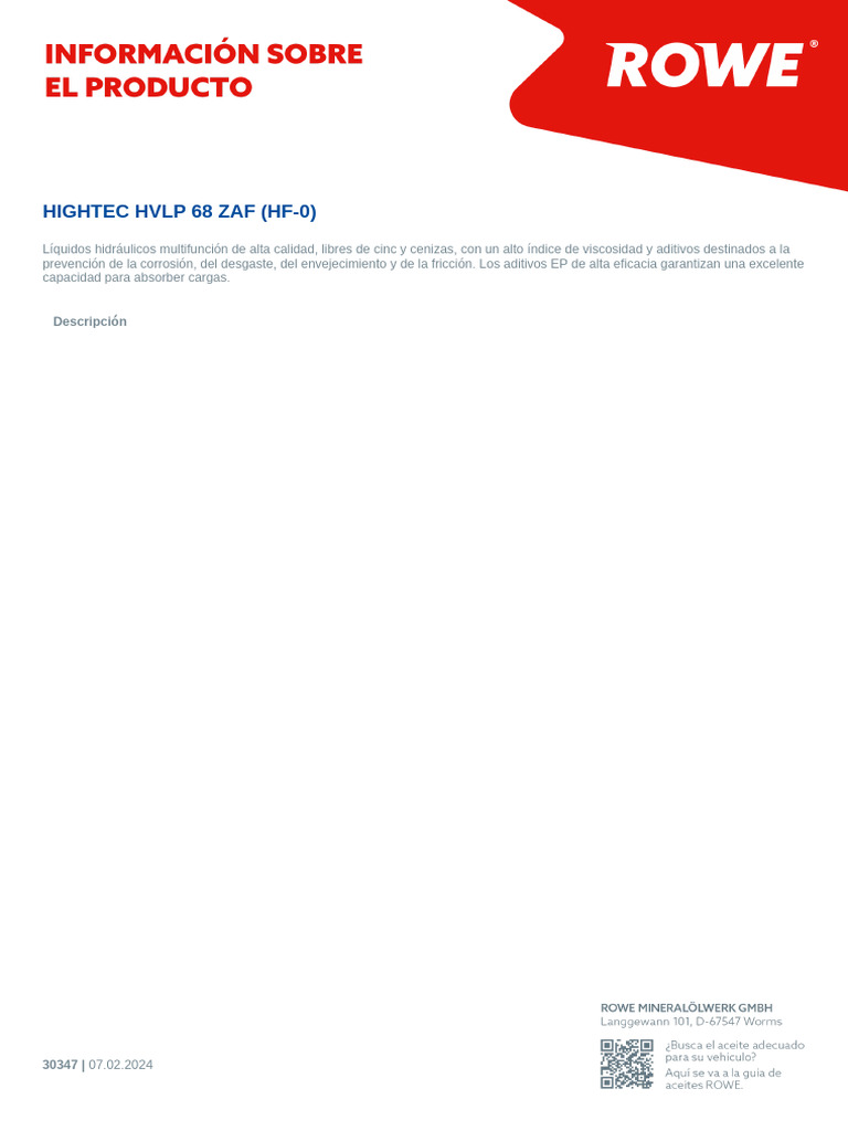 Hightec HVLP 68 Zaf Ficha Tecnica | PDF