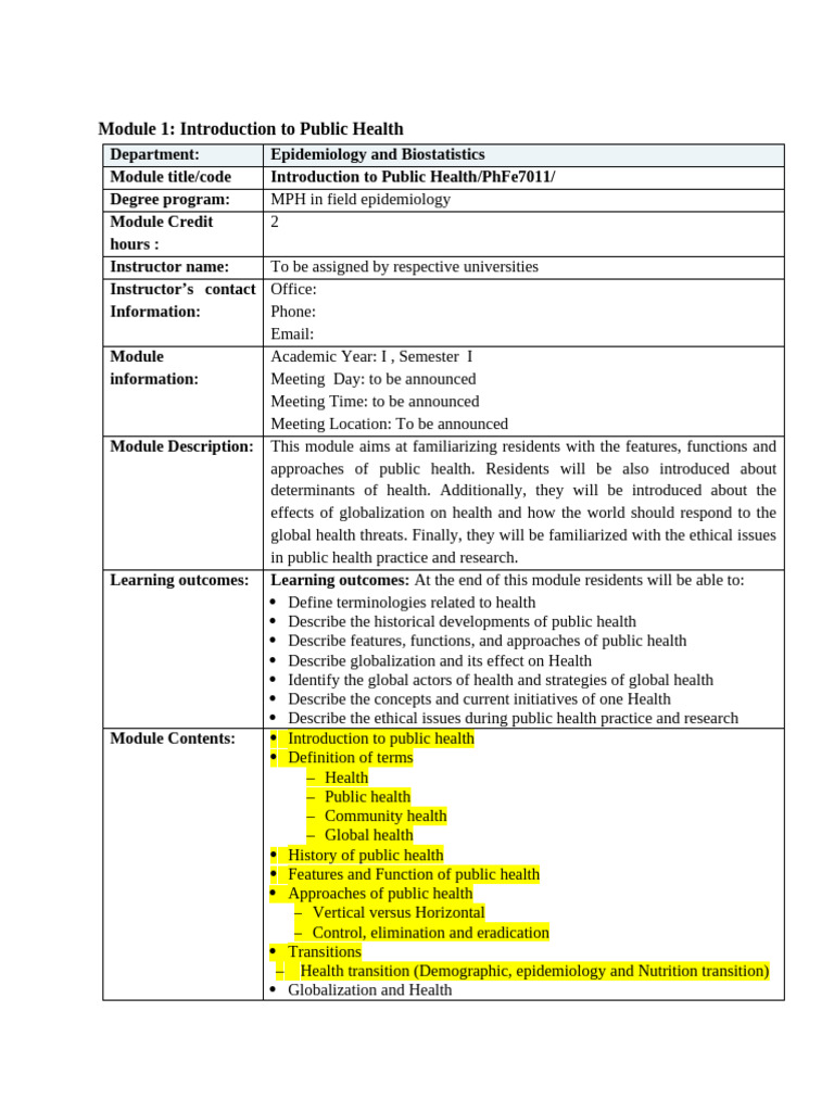 Intro to Public Health Module | PDF | Public Health | Epidemiology
