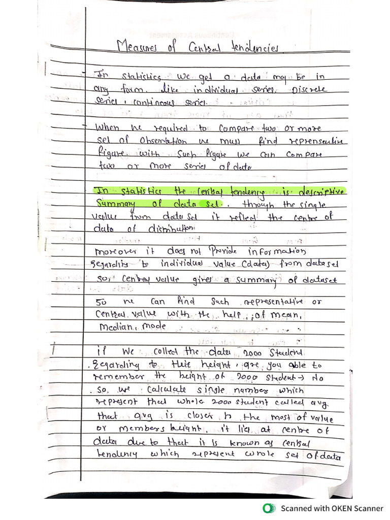 Measure of Central Tendencies (Notes) | PDF