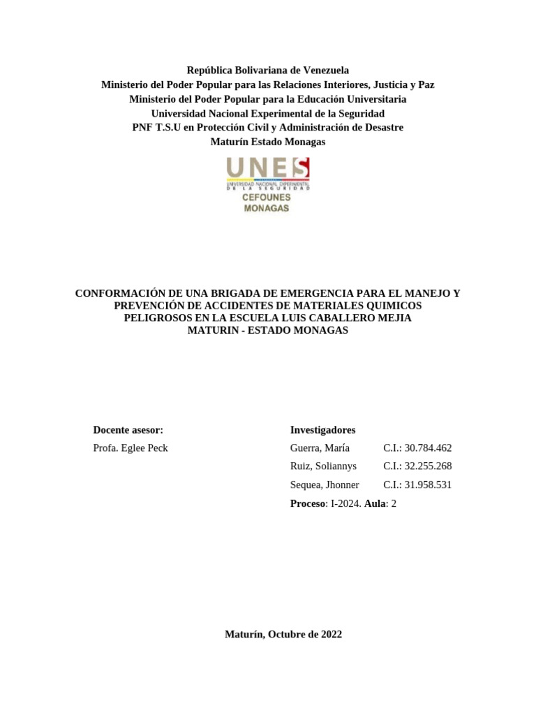 BRIGADA | PDF | Laboratorios | Riesgo