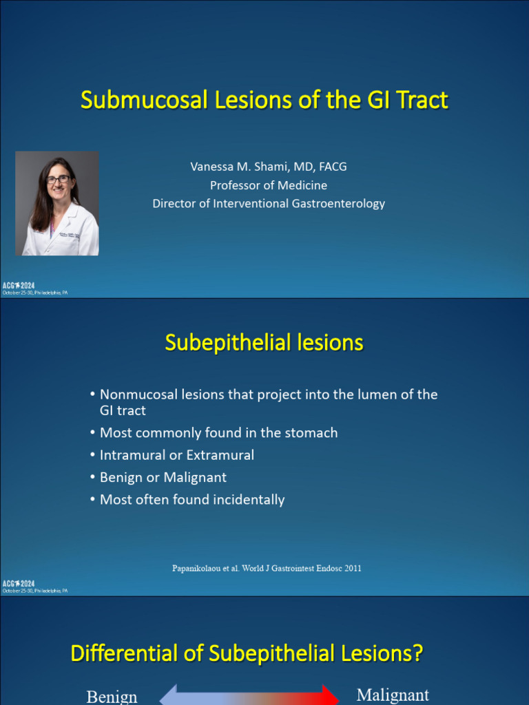 Submucosal Lesions of The GI Tract | PDF | Biopsy | Clinical Medicine