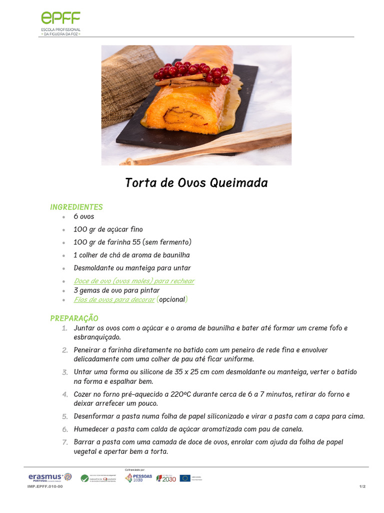 Torta de Ovos Queimada: Receita Deliciosa | PDF