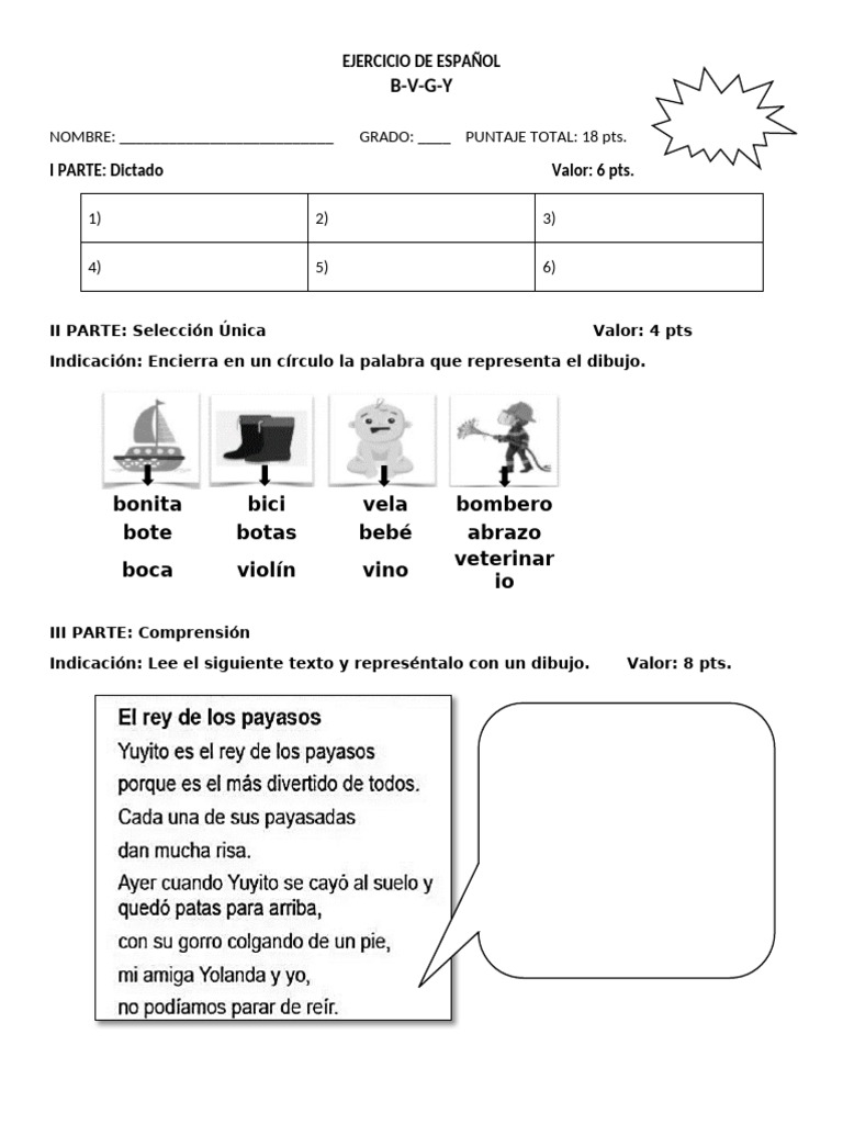 EJERCICIO DE ESPAÑOL B-V-G-Y | PDF