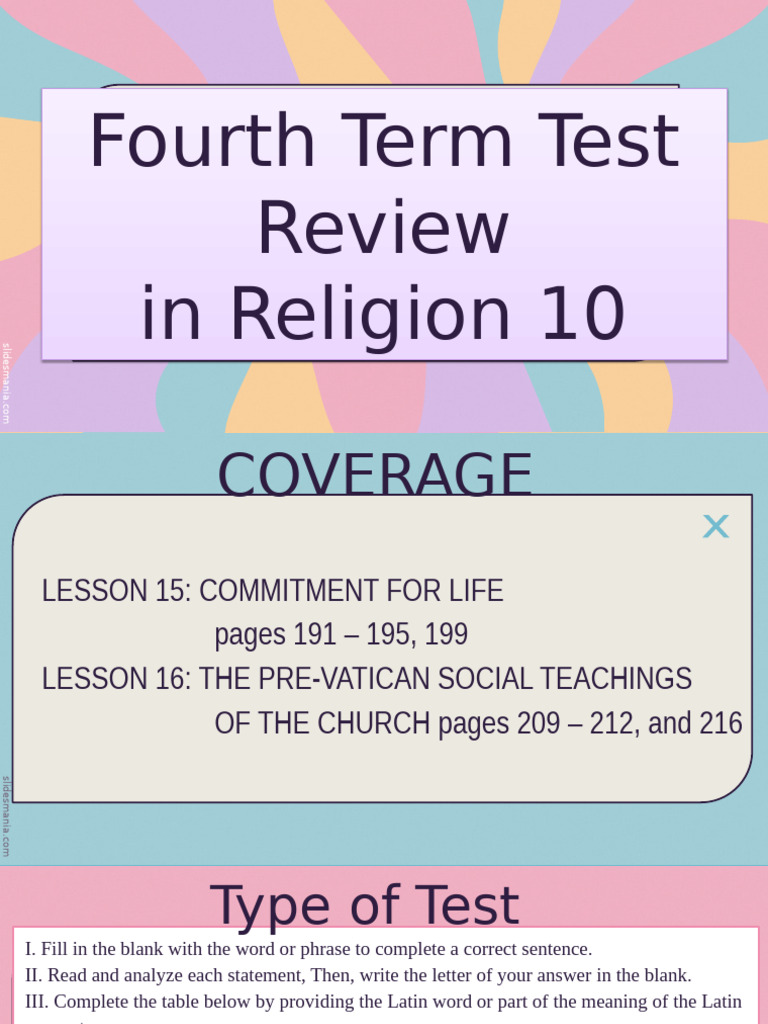 4th Term Review (3) | PDF | Catholic Church | Marriage