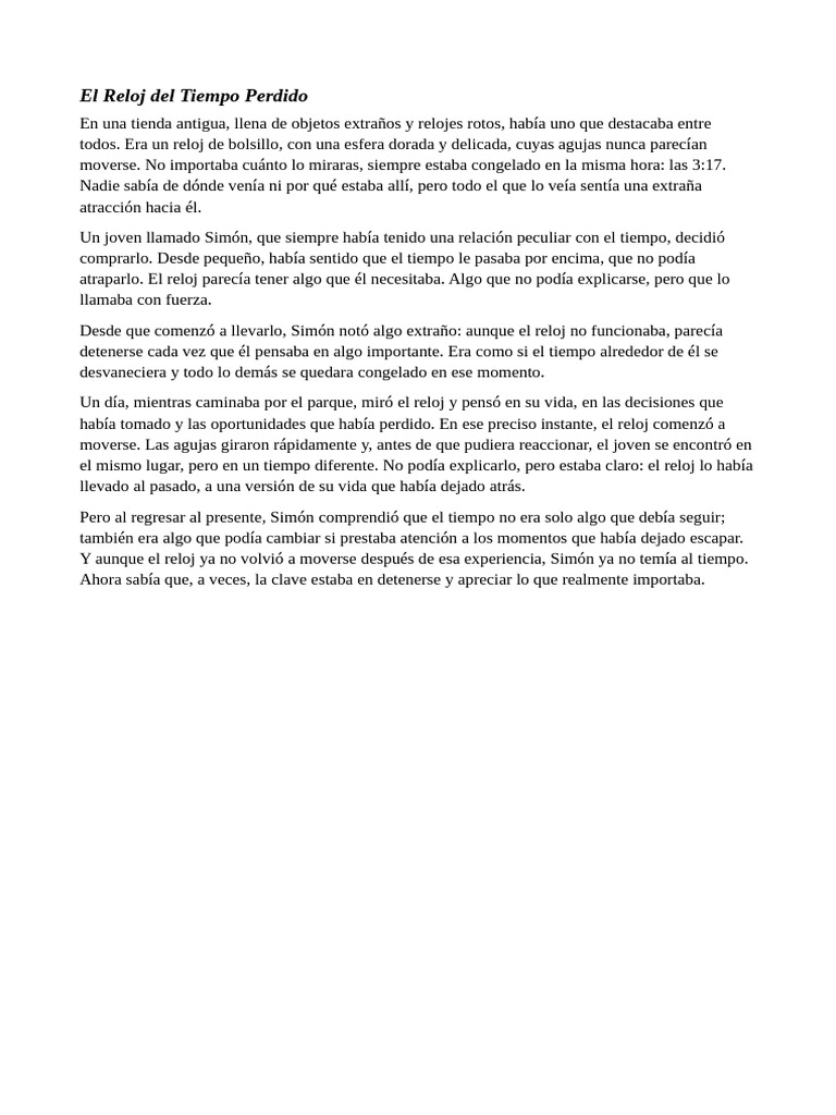El Reloj Del Tiempo Perdido | PDF