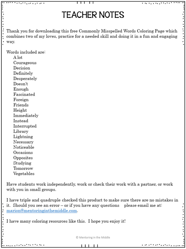 Teacher Notes: © Mentoring in The Middle | PDF | Human Communication ...