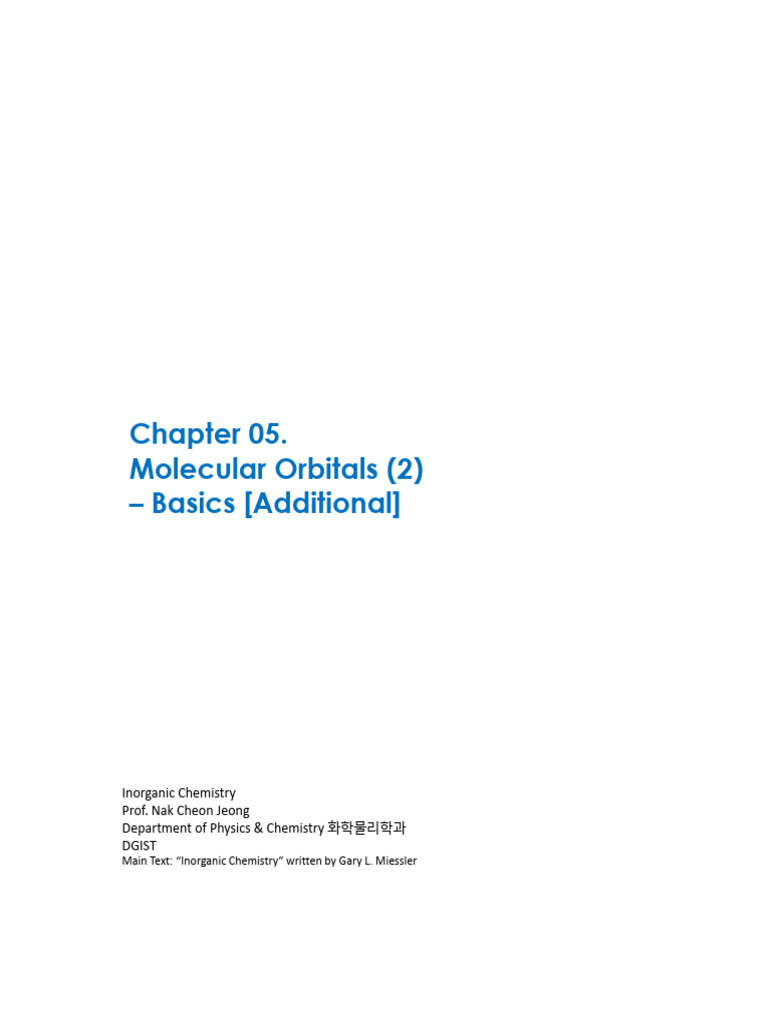 (IC) CH05 Molecular Orbitals PART 2 Basics (Additional) | PDF | Molecular Orbital | Chemical Physics