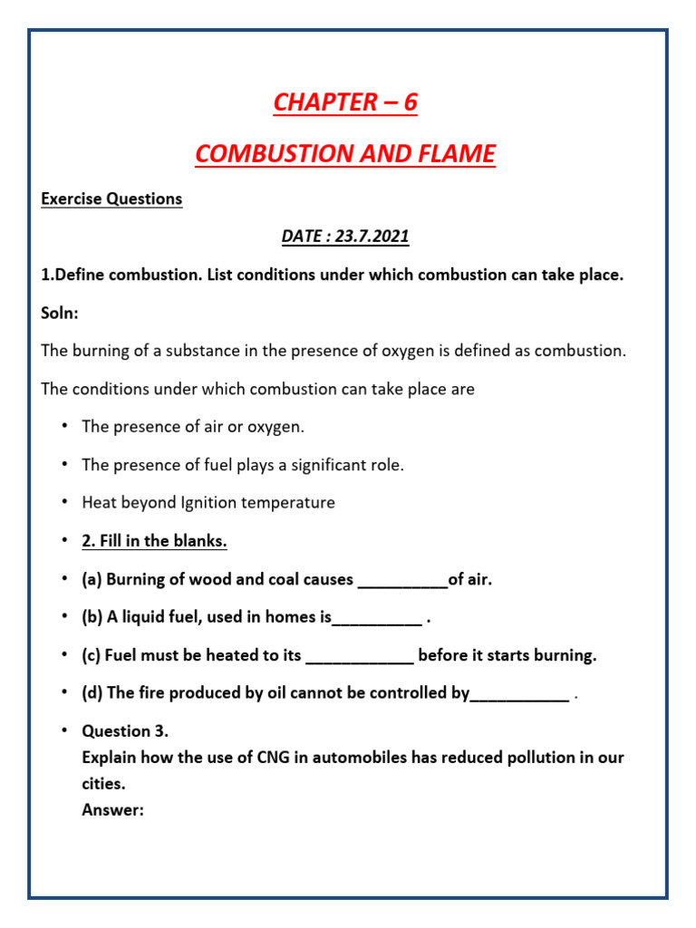 Combustion and Flame: Key Concepts | PDF