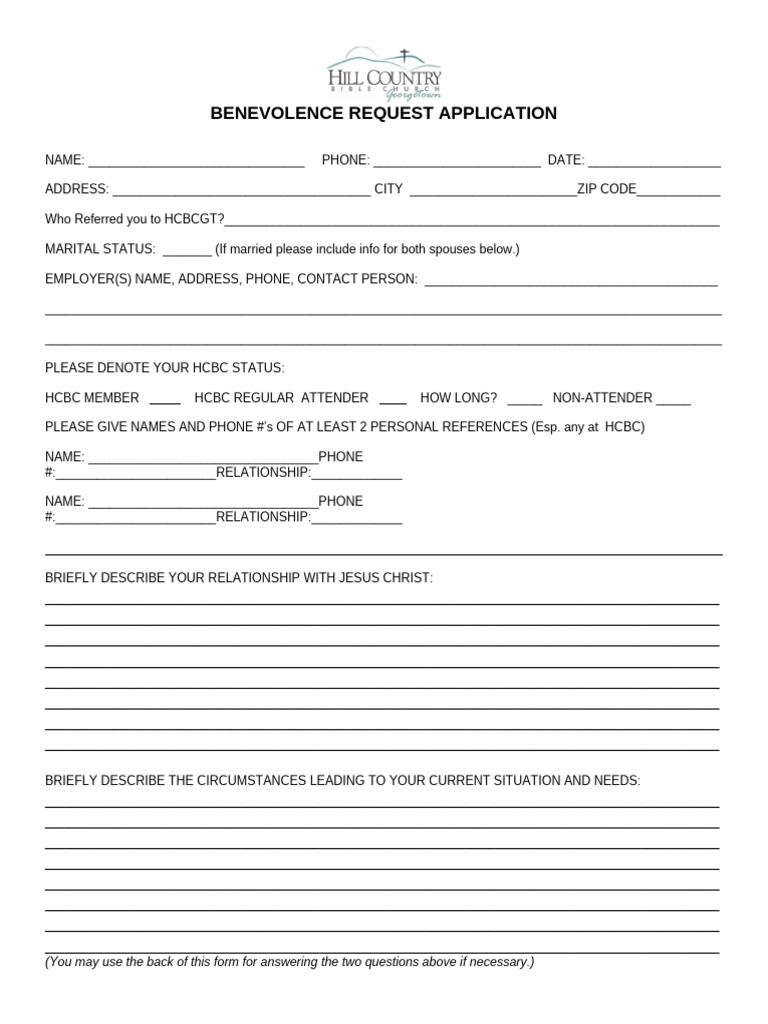 Benevolence Request Forms | PDF | Expense | Wealth