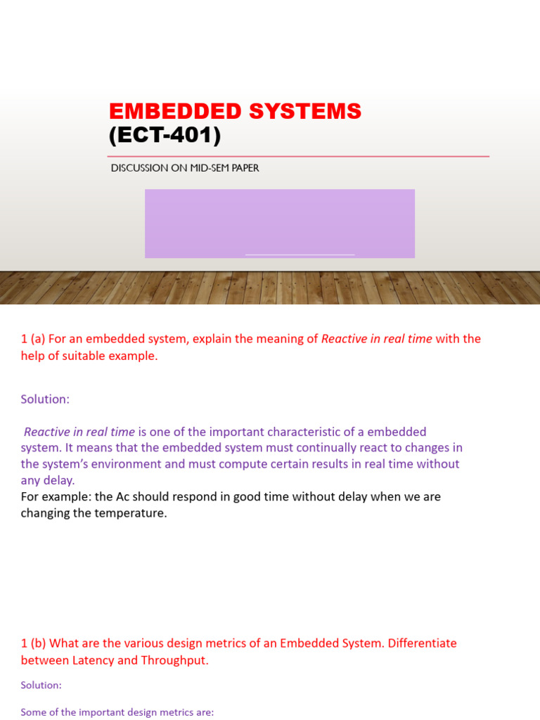 Embedded Systems Discussion On Mid-Sem Paper | PDF | Central Processing Unit | Embedded System