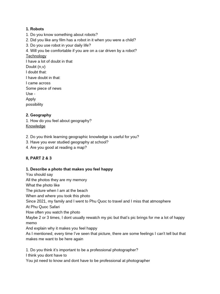 Speaking Topic 1 & 2 Q3 2023 | PDF | Photographer