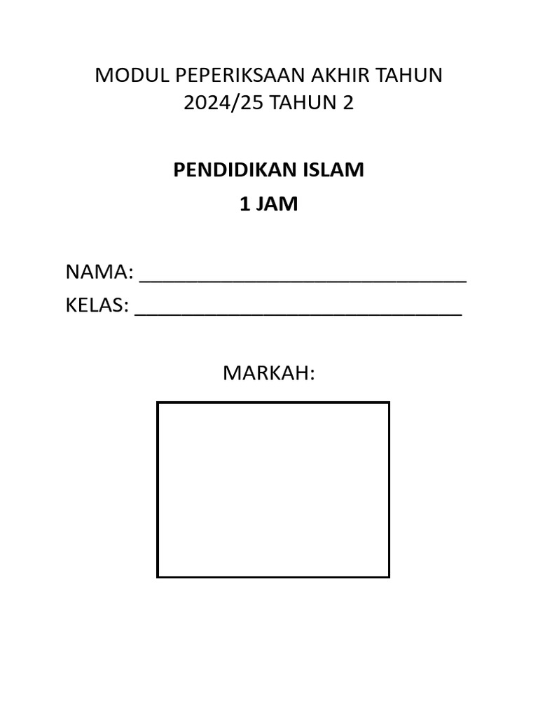 Halaman Depan Modul Peperiksaan Akhir Tahun 2024 | PDF