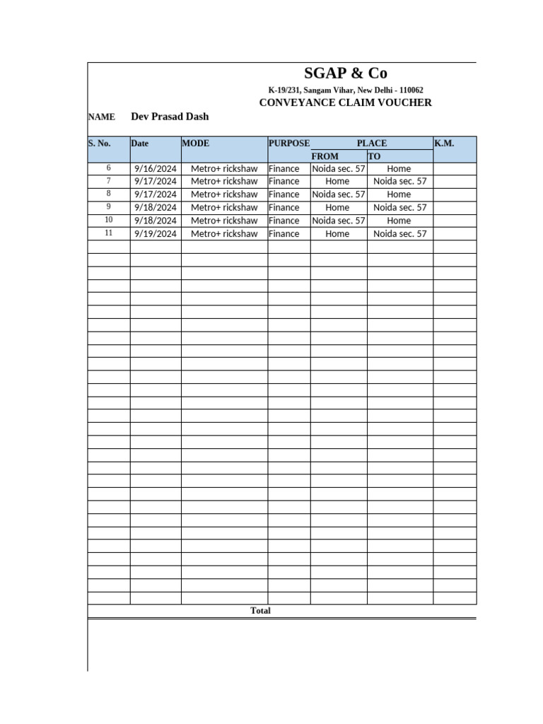 Conveyance Claim Voucher Details | PDF