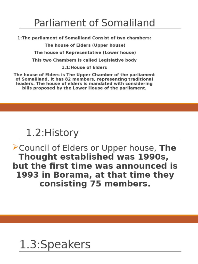 Overview of Somaliland Parliament Structure | PDF