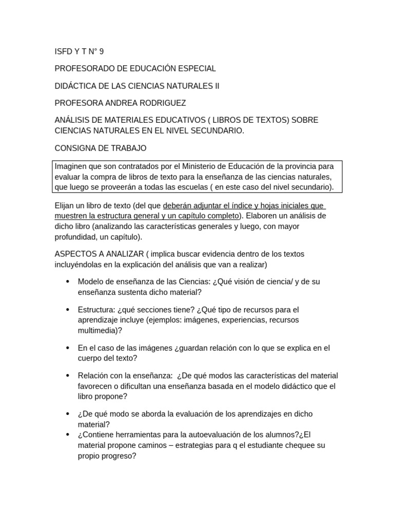 TP Analisis de Materiales Educativos en Ciencias Naturales | PDF | Enseñando | Maestros