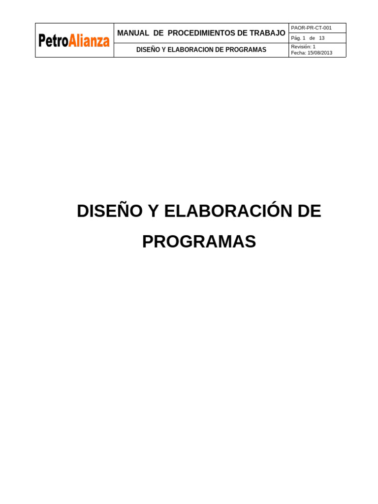 Paor-Pr-Ct-001 Diseño y Elaboración de Programas | PDF | Gestión de ...