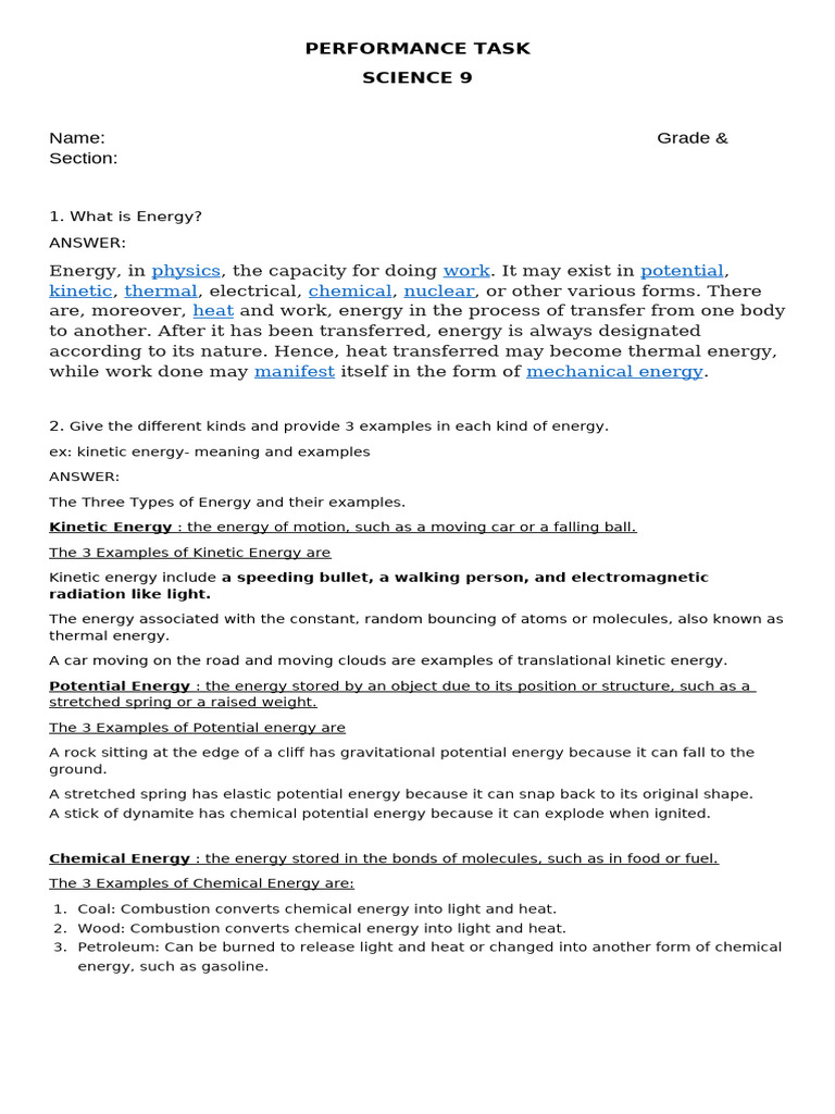 Science Performance Task | PDF