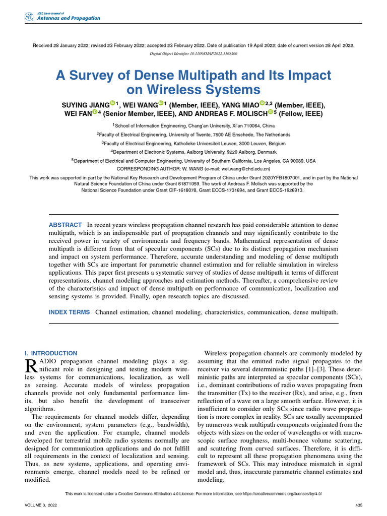 Asurveyofdensemultipathanditsimpactonwire Pdf Waves Normal Distribution 