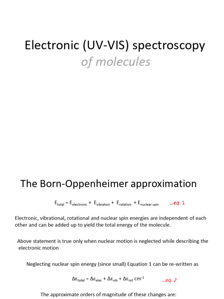 Lecture-5 Electronic Spectros | PDF | Absorbance | Energy Level