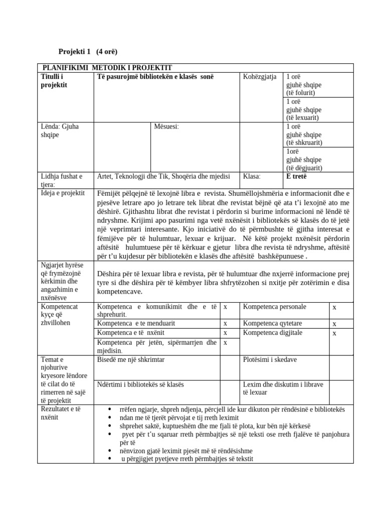 Projekti 2 - Gjuha Shqipe 3 | PDF