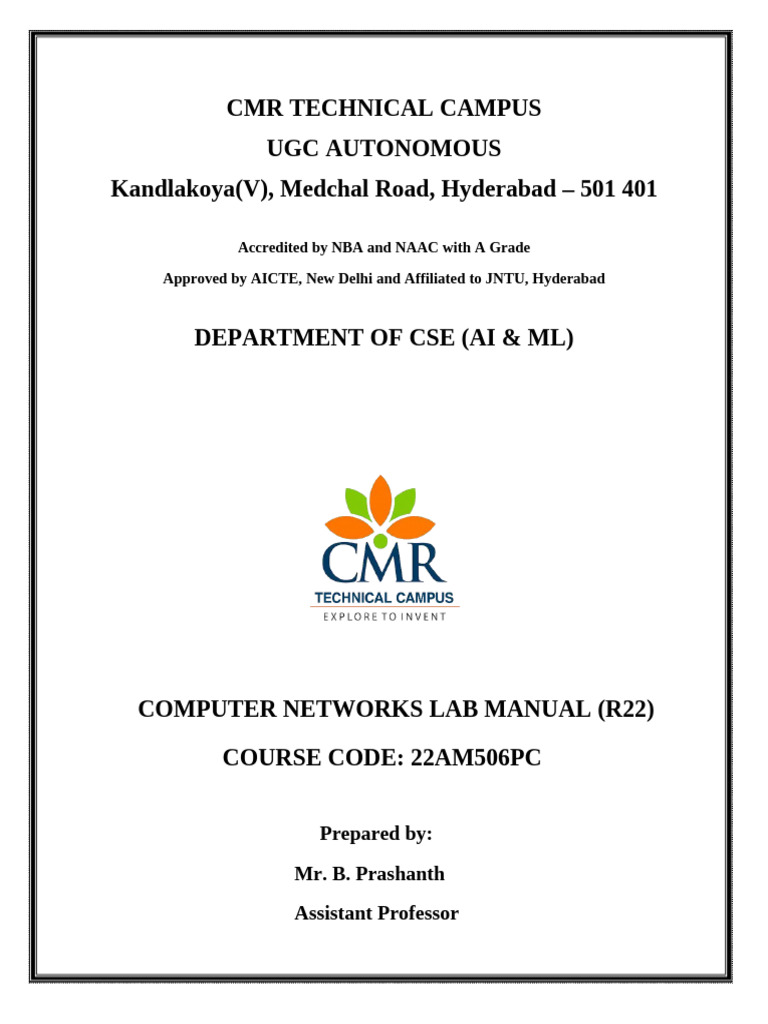 B. Prashanth - CN Lab Manual (R22) | PDF | Routing | Computer Network